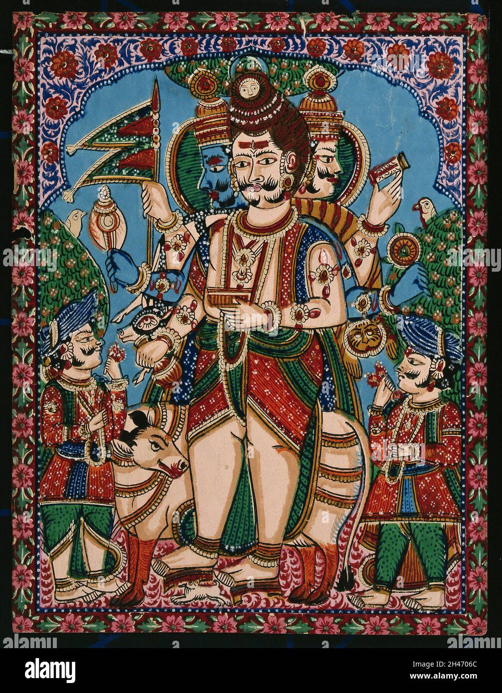 Trimurti; a three headed god with Shiva in the center, Vishnu on the ...