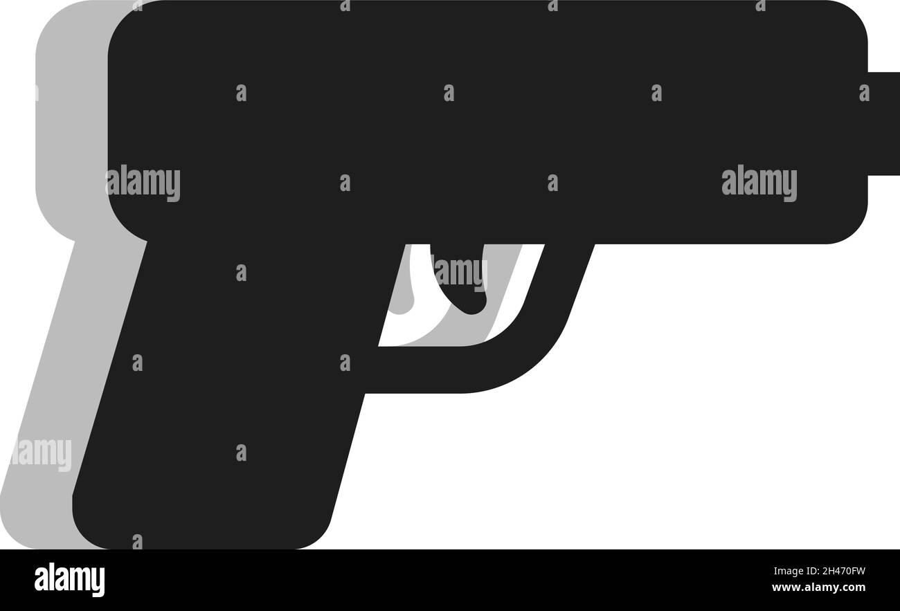Black police gun, illustration, vector, on a white background Stock ...