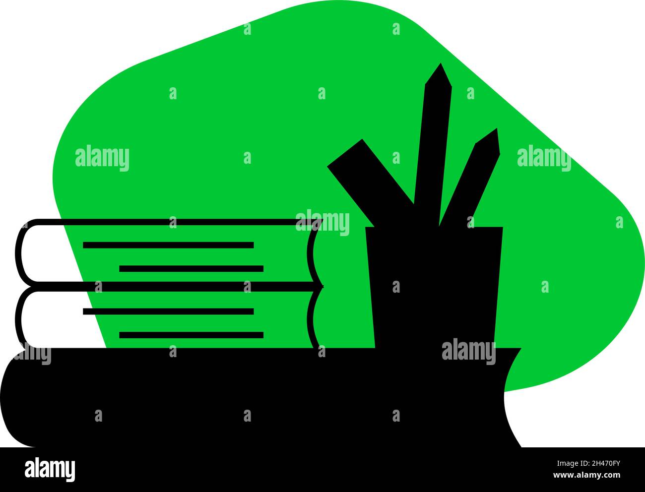 Books and pens, illustration, vector, on a white background Stock ...