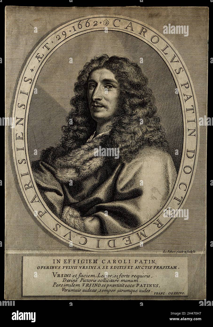 Charles Patin. Line engraving by C. Lefebure, 1662, after himself Stock ...