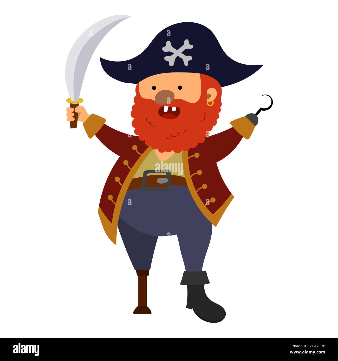 cartoon pirate, vector isolated on white background Stock Vector Image ...