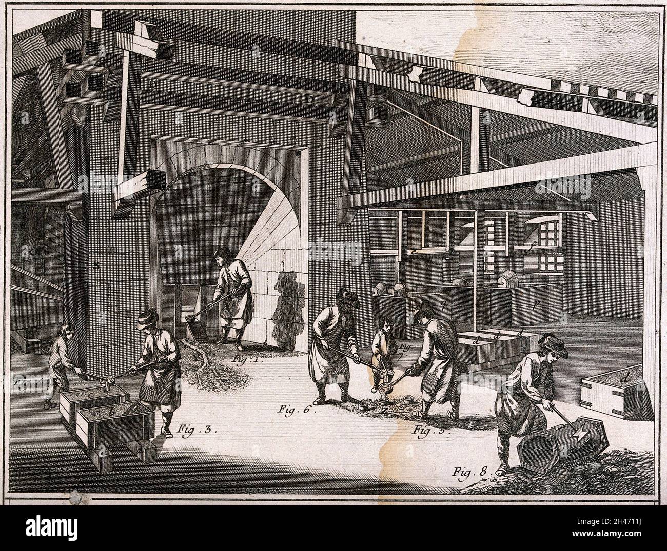 Processing of iron. Engraving Stock Photo - Alamy