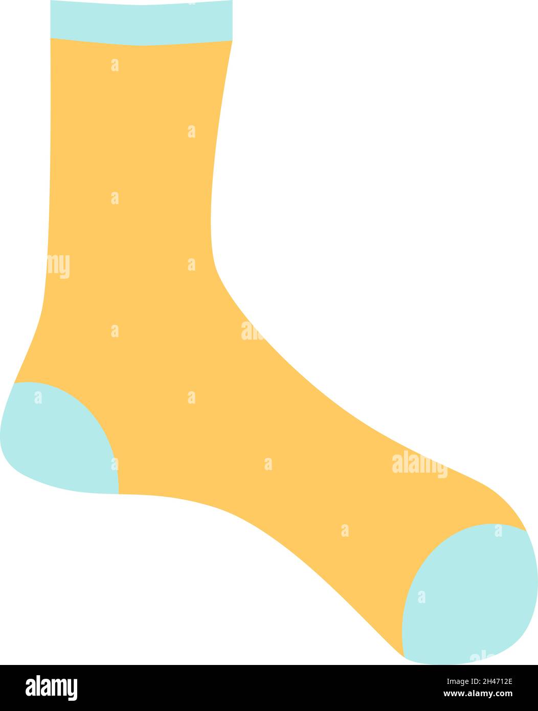 Yellow socks with little bit of green, illustration, vector, on a white ...