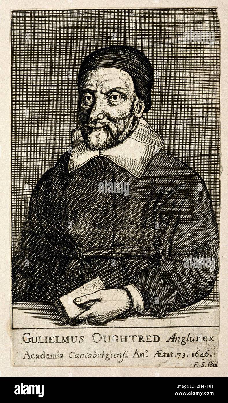 William Oughtred. Line engraving by [F. S.], 1667, after W. Hollar ...