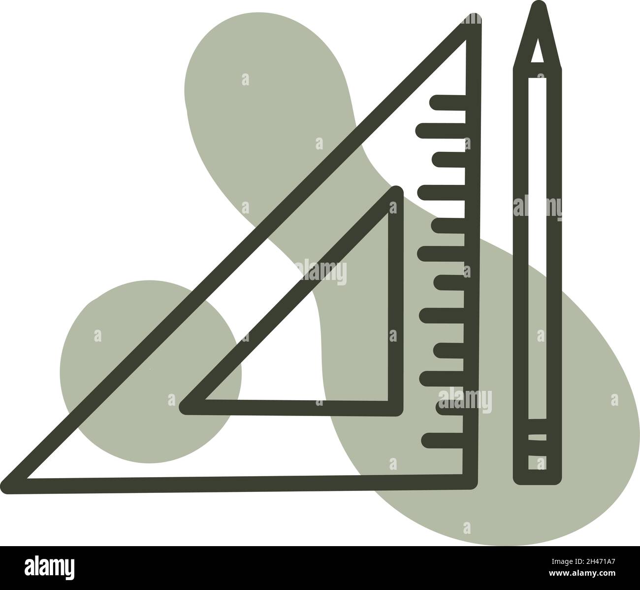 School ruler and pen, illustration, vector, on a white background Stock ...