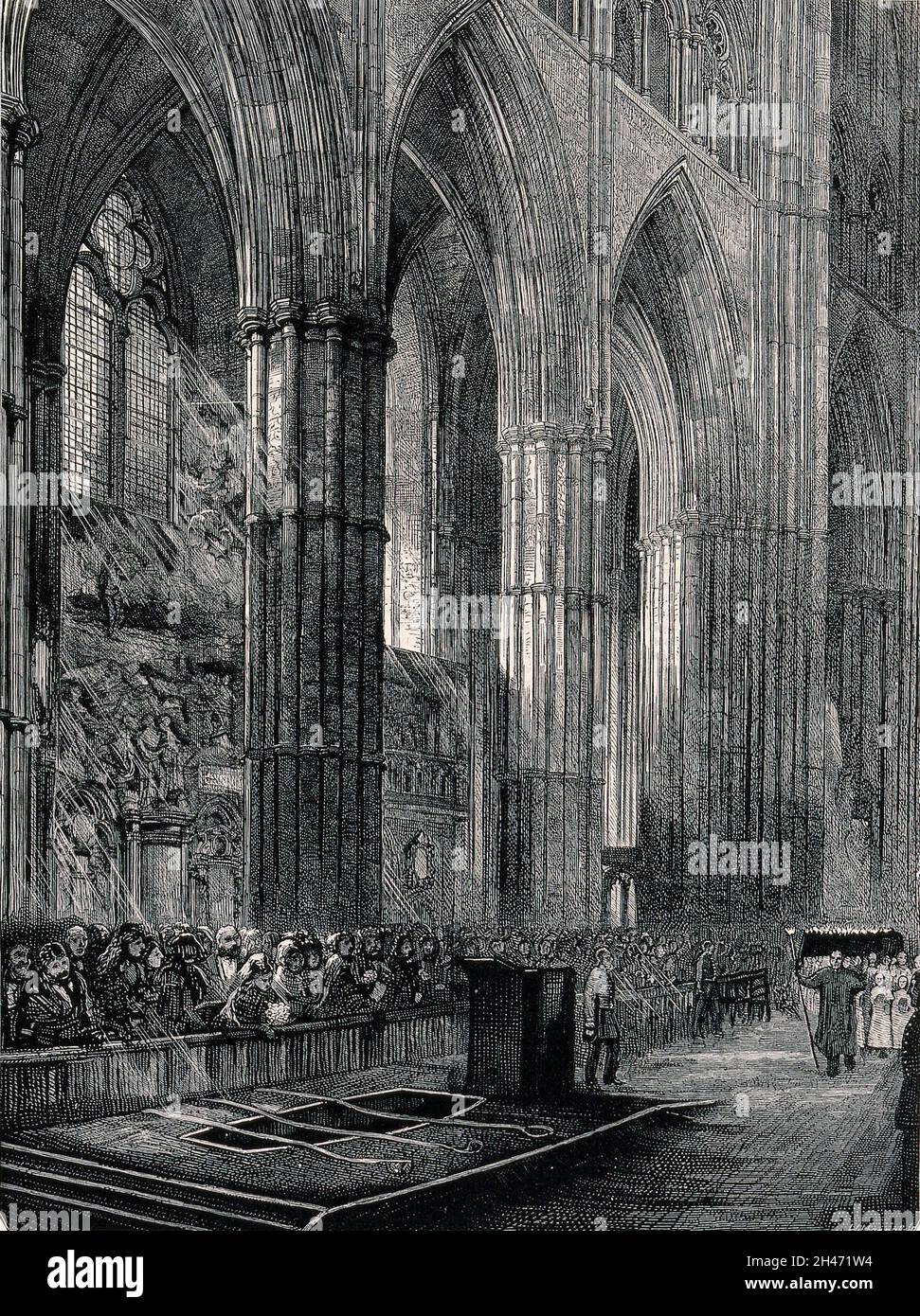 The grave of David Livingstone in Westminster Abbey. Wood engraving by ...