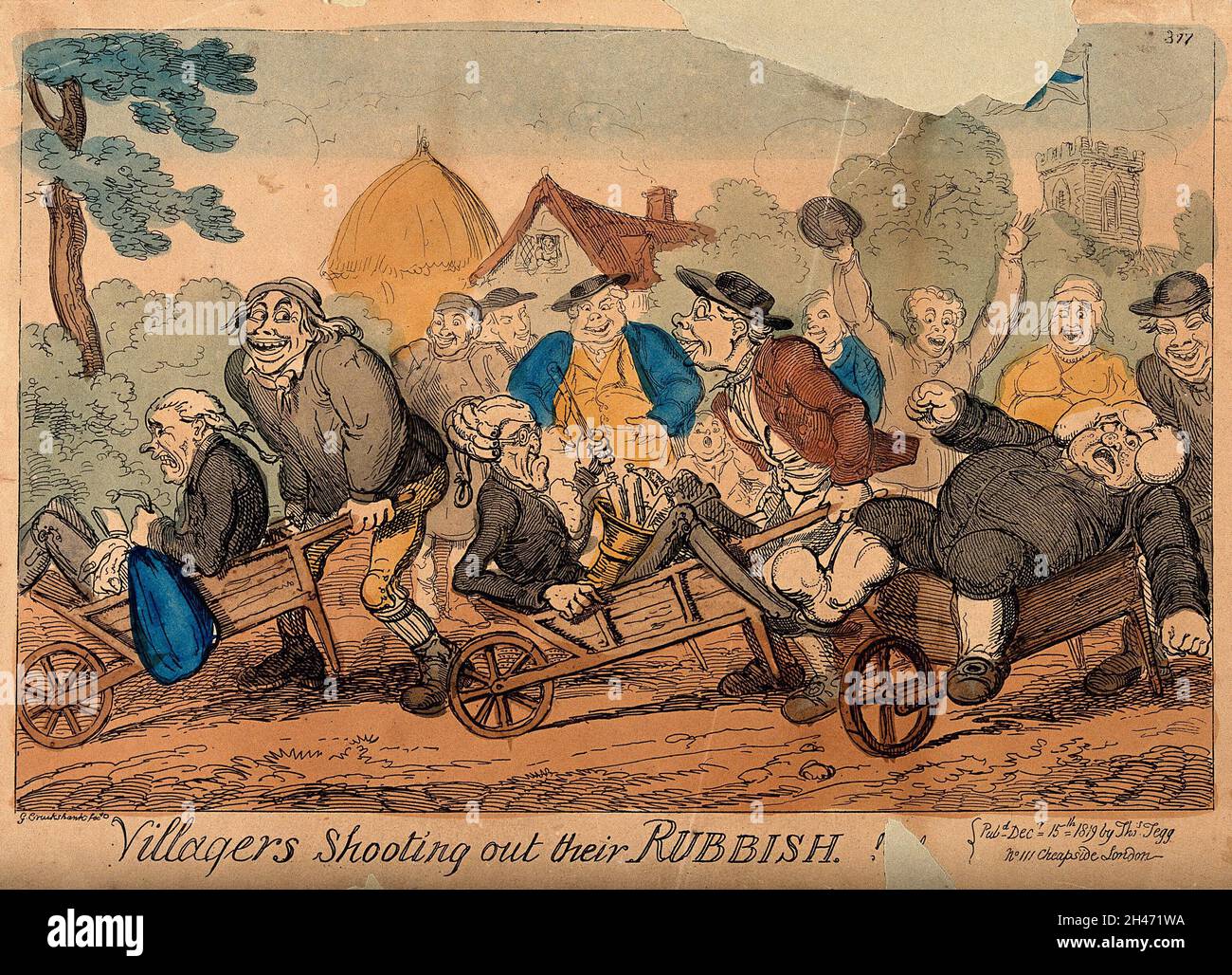 Country folk pushing a lawyer, a physician and a gouty vicar in ...