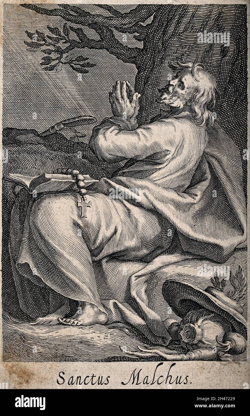 Saint Malchus. Engraving Stock Photo - Alamy