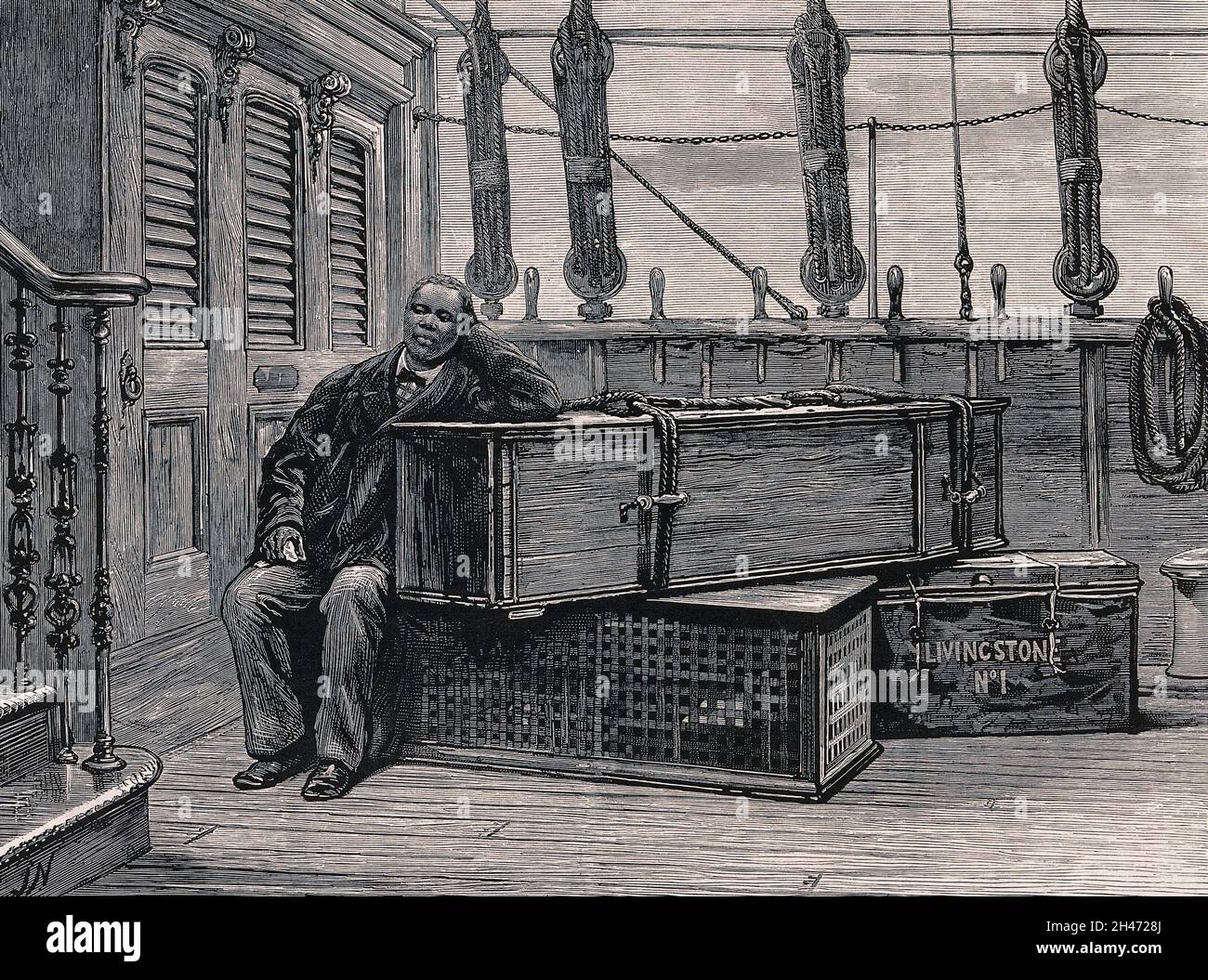 Jacob Wainwright sitting next to the coffin of David Livingstone on ...