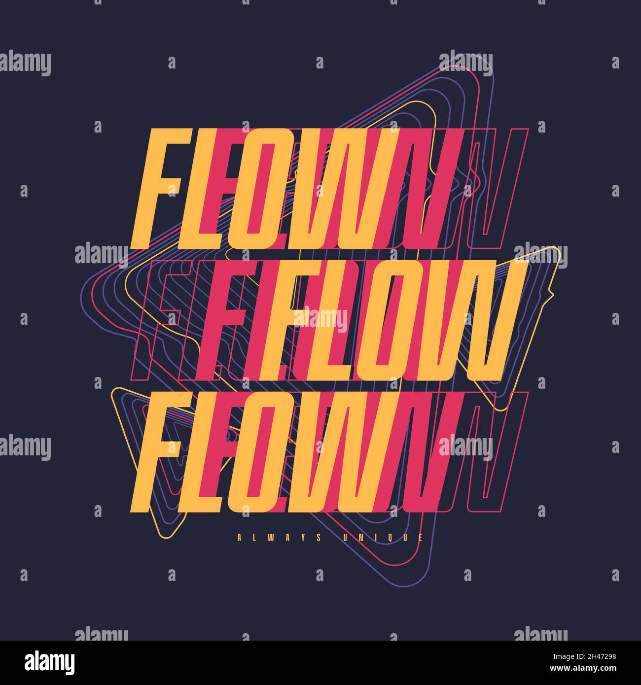 Flow. Vector stylish typographic tee design, poster, print Stock Vector ...