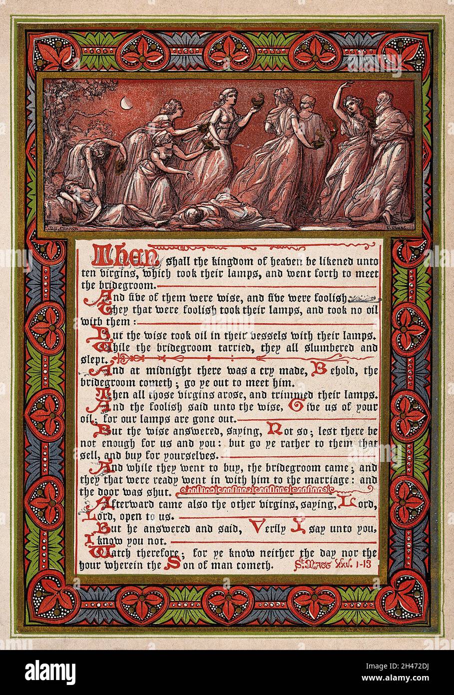 The wise virgins take their lamps to the newly married couple; the ...