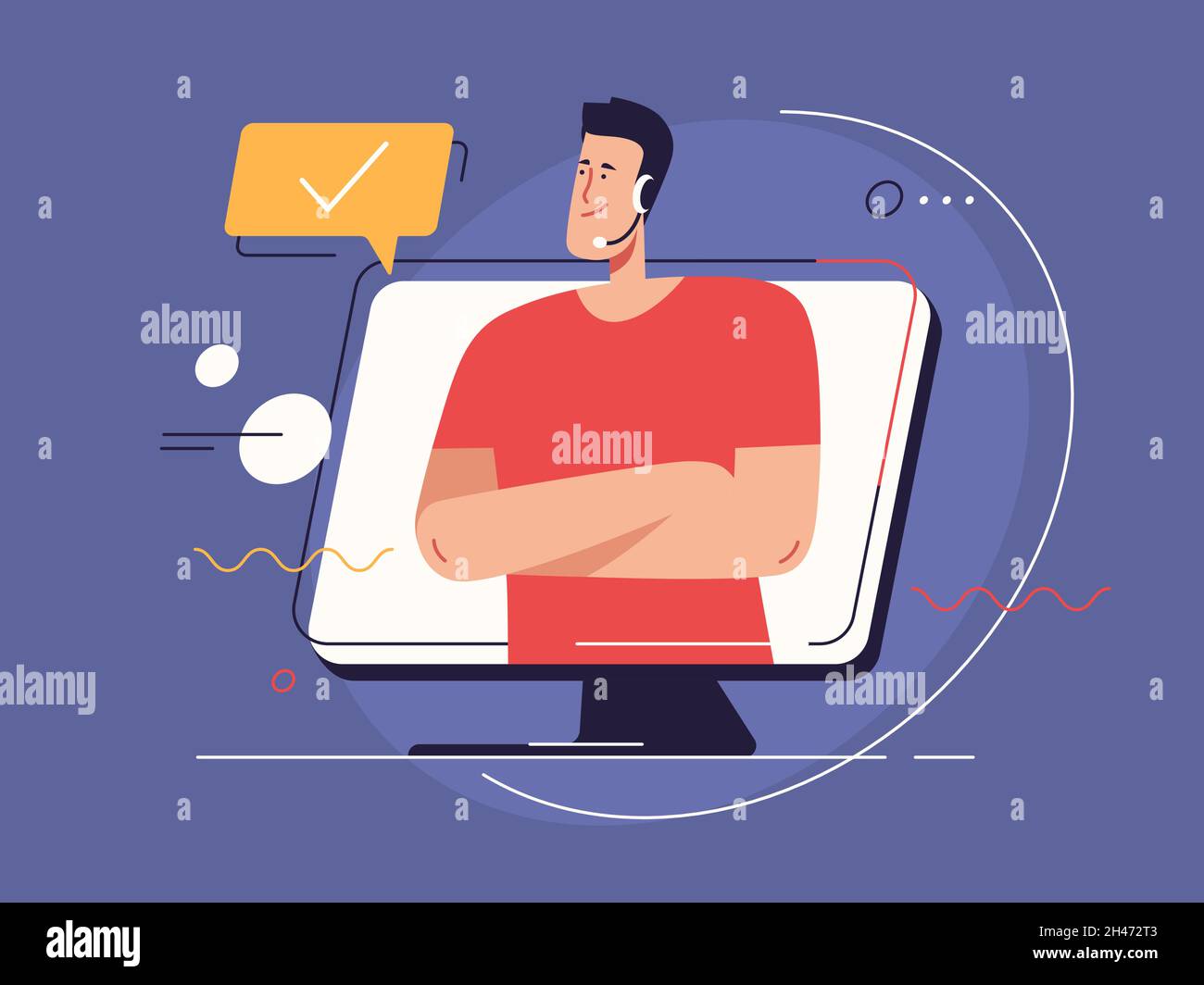 Vector illustration on the subject of online customer support service ...