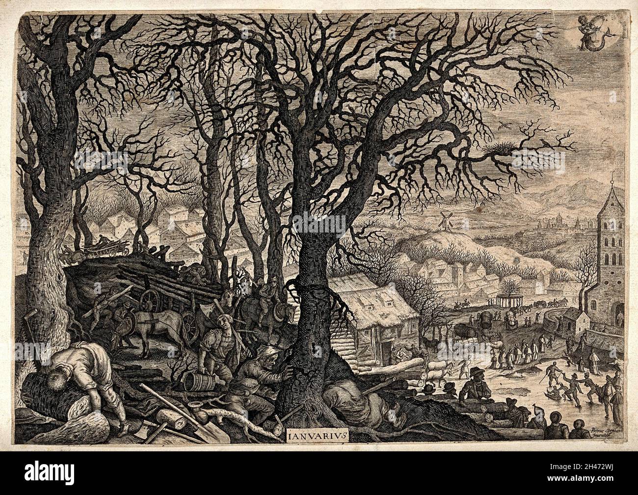 Months of the year: January. Engraving after P. Stevens Stock Photo - Alamy