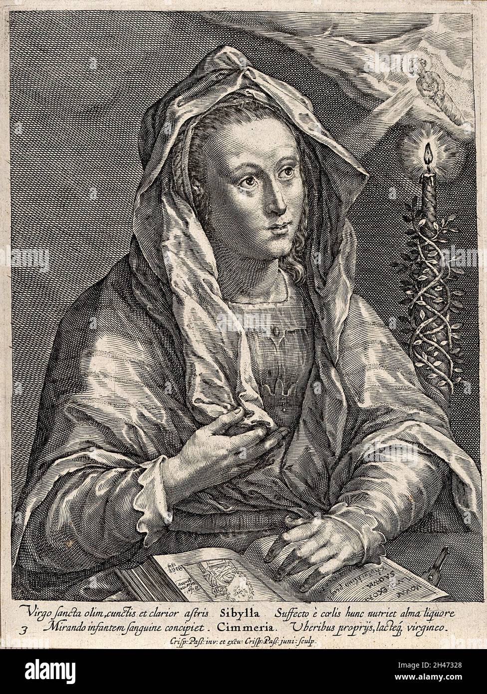 The Cimmerian sibyl. Engraving by C. de Passe II after C. de Passe I ...