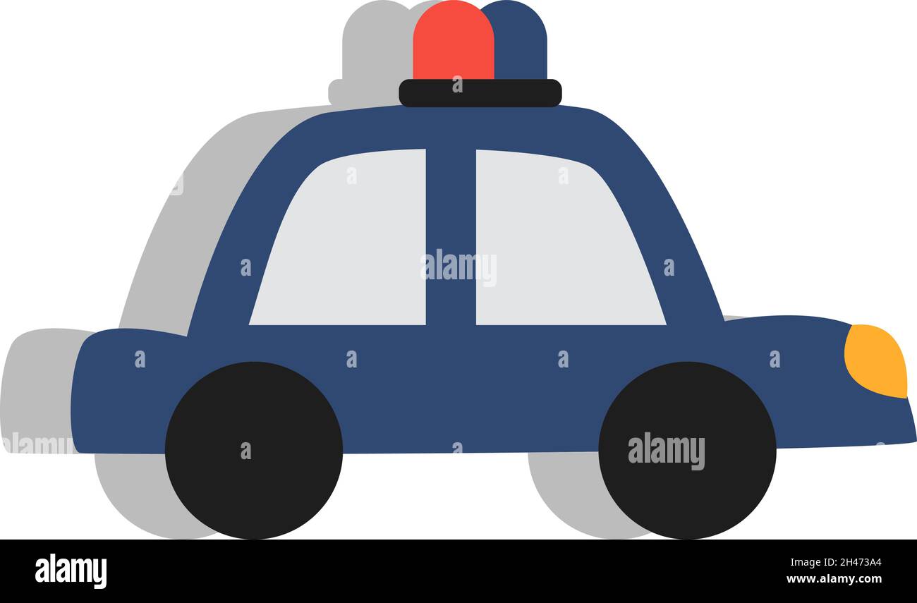 Blue police car, illustration, vector, on a white background Stock ...