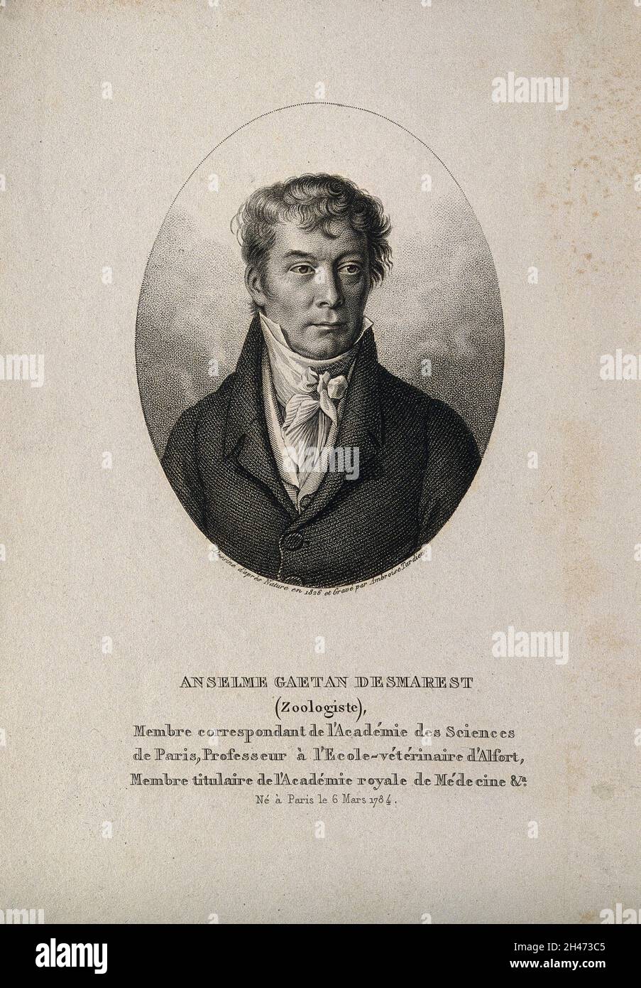 Anselme-Gaetan Desmarest. Stipple engraving by A. Tardieu, 1826, after ...