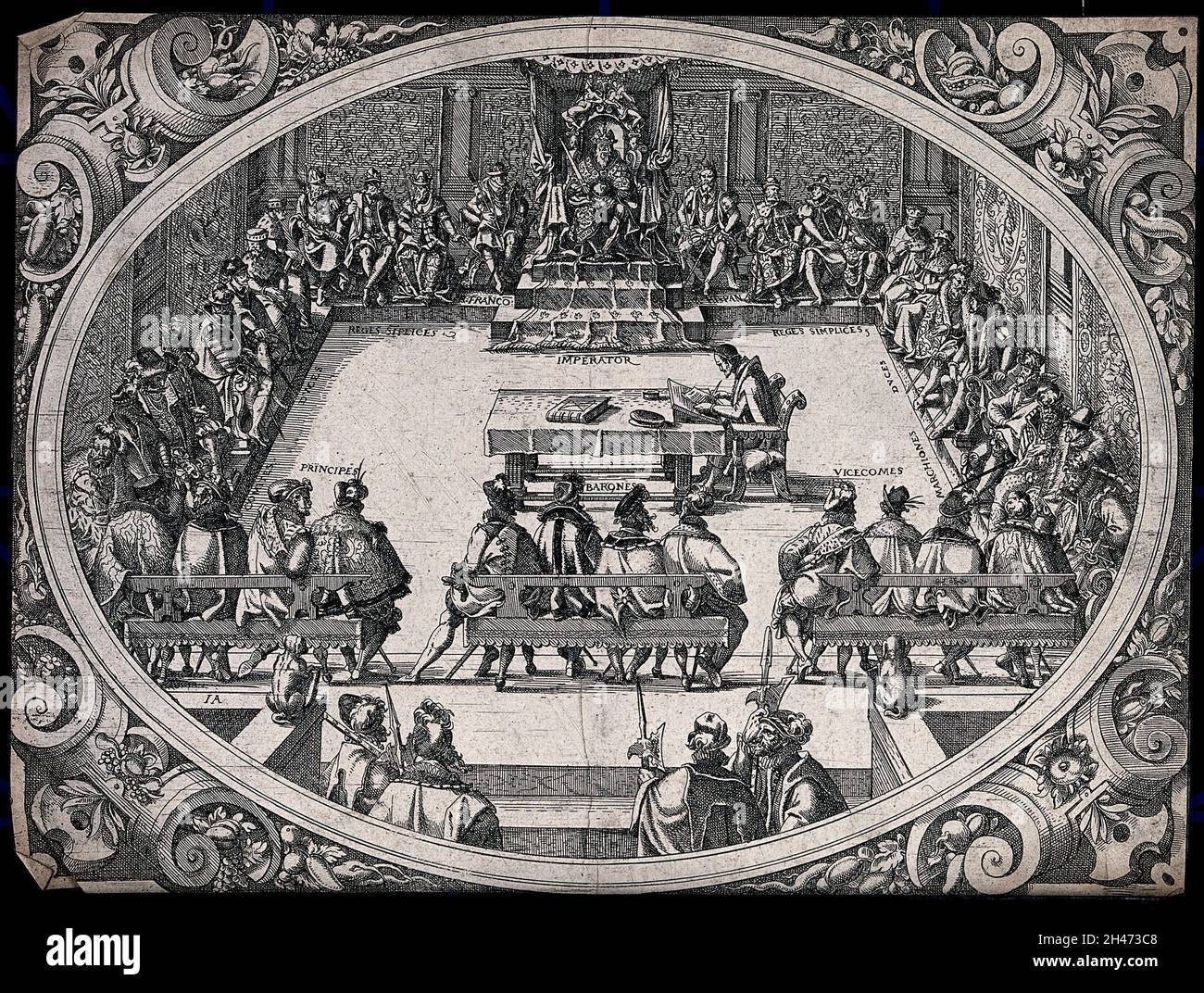 The emperor of the Holy Roman Empire in council with kings, dukes ...