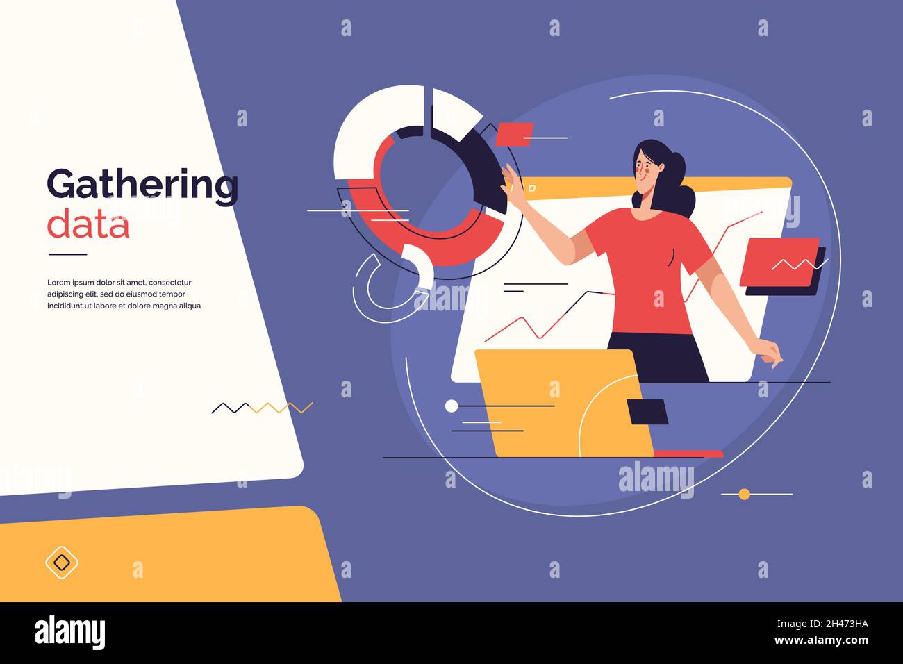 Vector illustration on the subject of data gathering, business ...