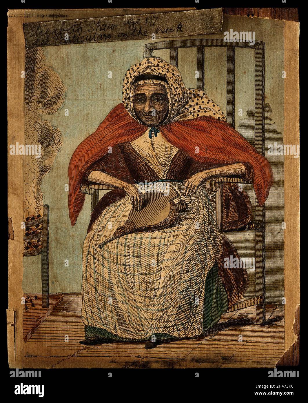 Elizabeth Shaw, aged 117. Coloured etching by B. Howlett, 1800, after R ...