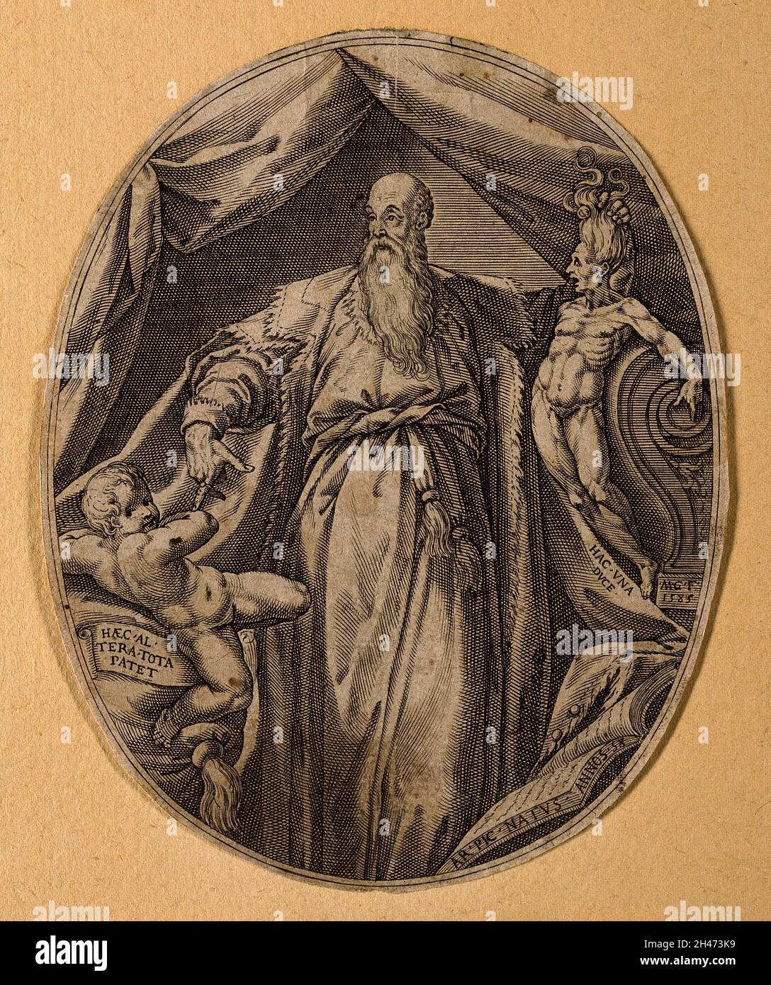 Archangelo Piccolomini. Line engraving by M. Guidi, 1585 Stock Photo ...