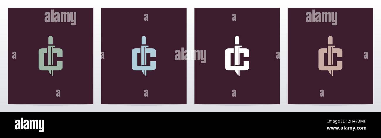 Tactical Knife On Letter Logo Design C Stock Vector Image & Art - Alamy