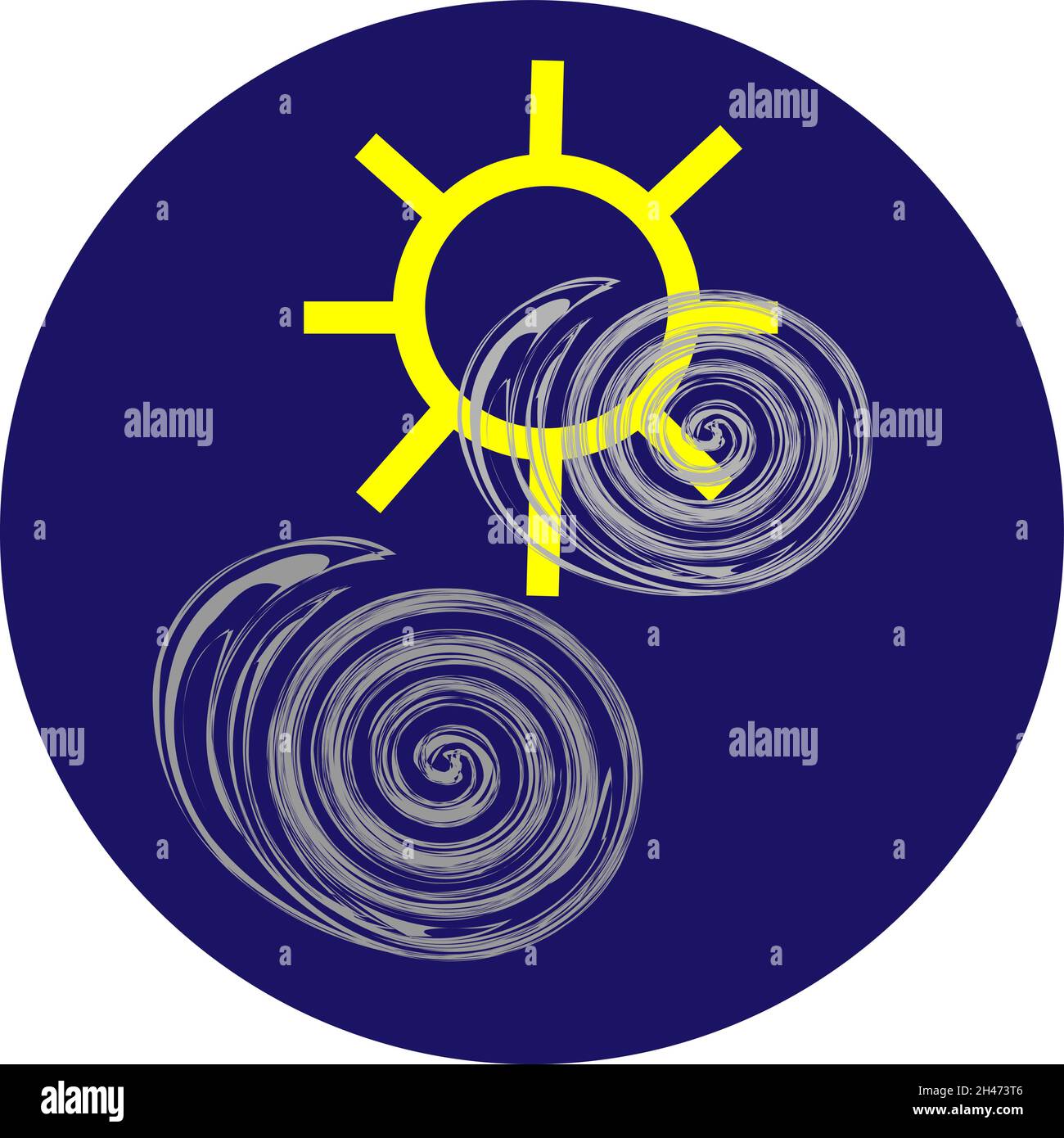 Sun with some wind, illustration, vector, on a white background Stock ...