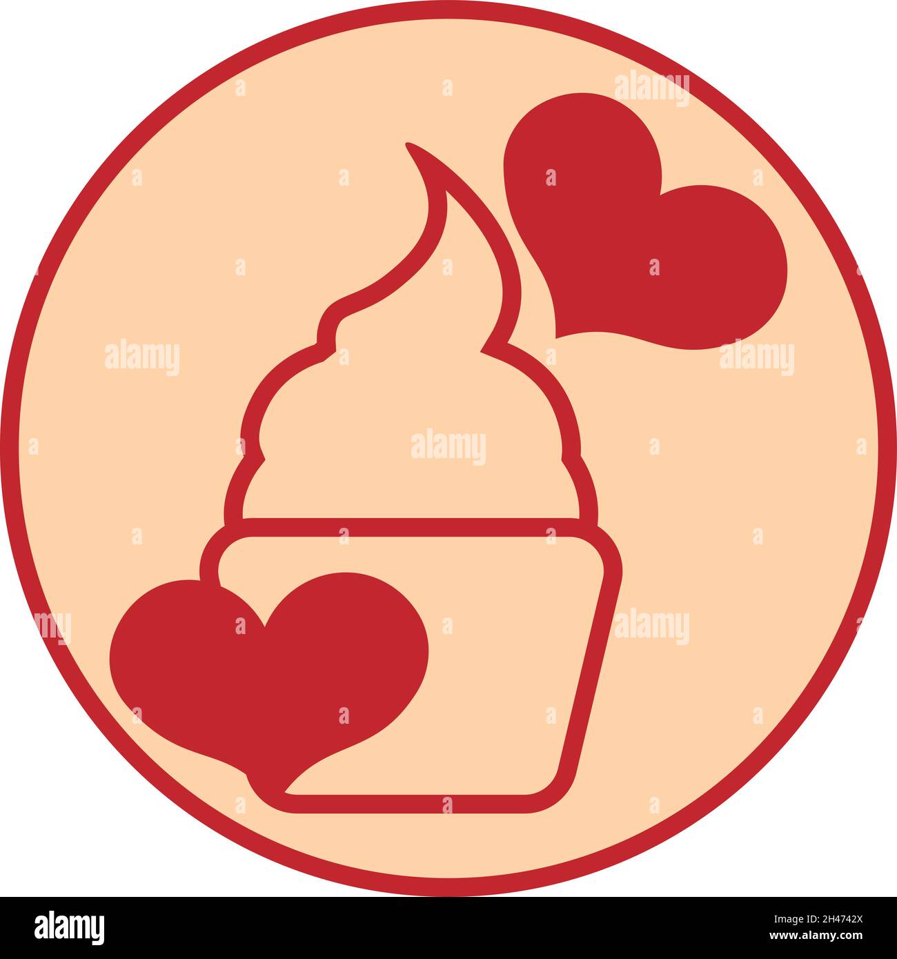Cupcake with heart, illustration, vector, on a white background Stock ...