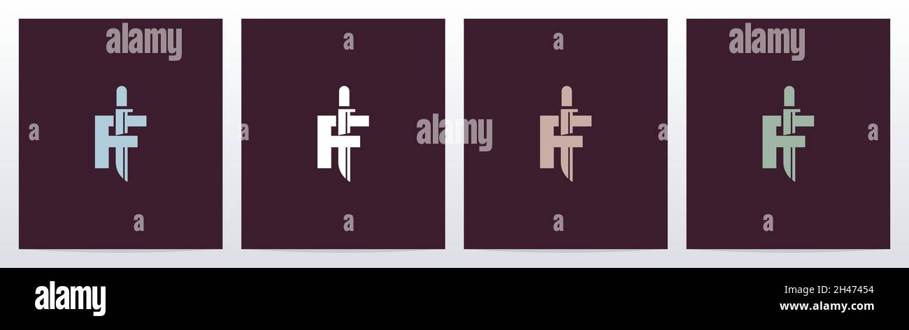 Tactical Knife On Letter Logo Design F Stock Vector Image & Art - Alamy