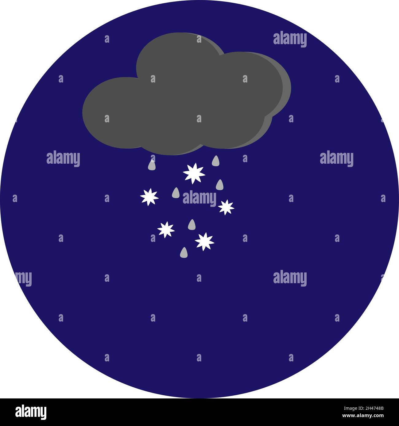 Snow falling from a cloud, illustration, vector, on a white background ...