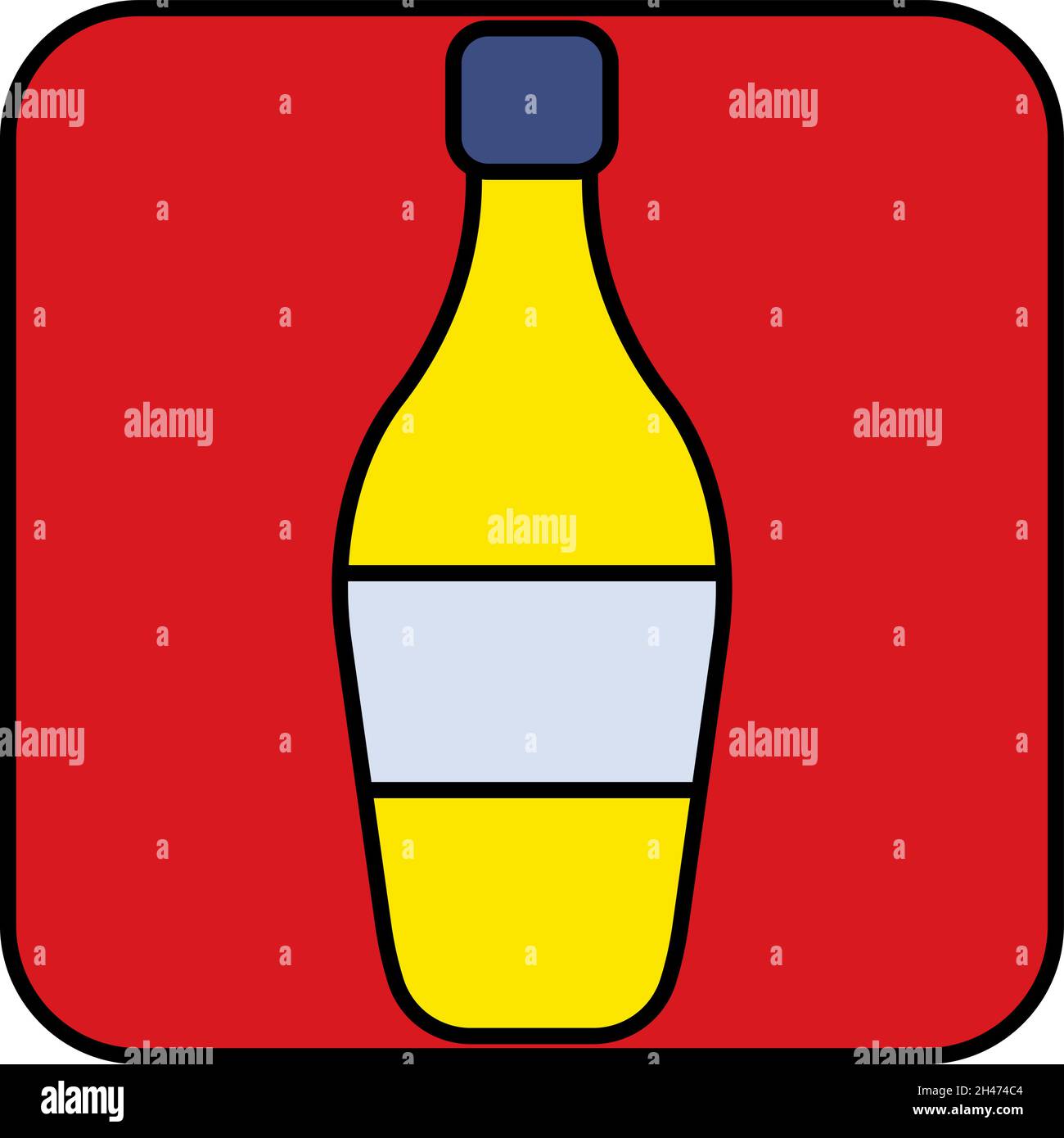 Yellow vodka bottle, illustration, vector, on a white background Stock ...