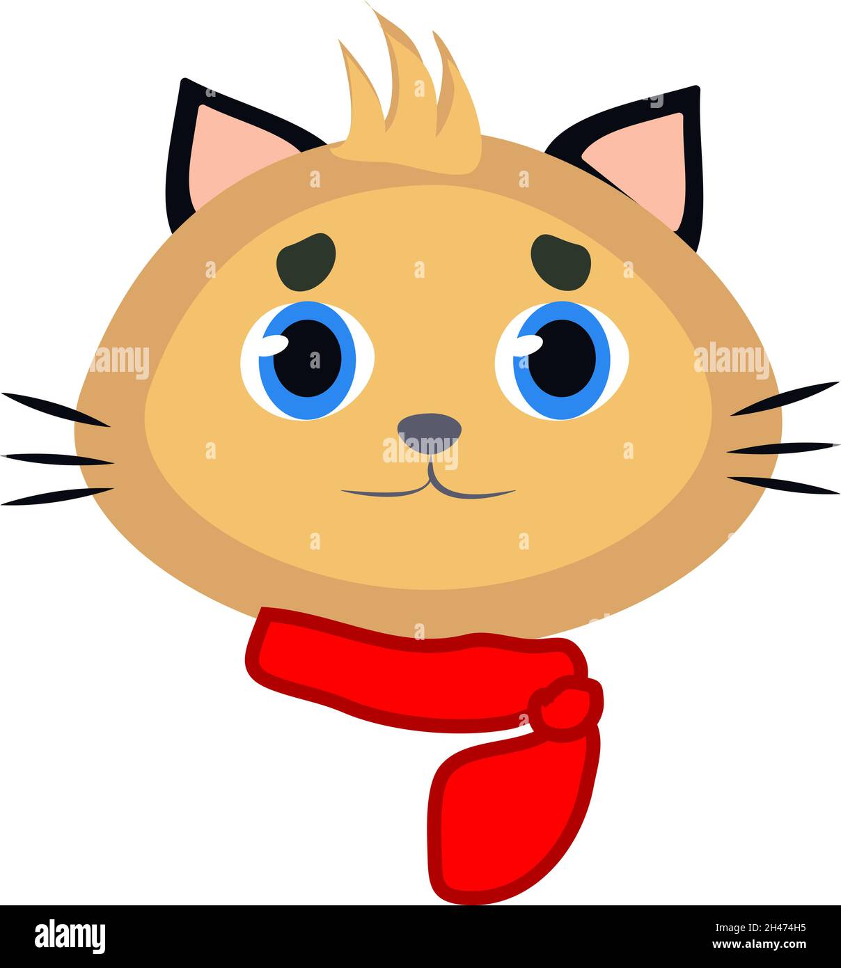 Worried cat, illustration, vector, on a white background Stock Vector ...