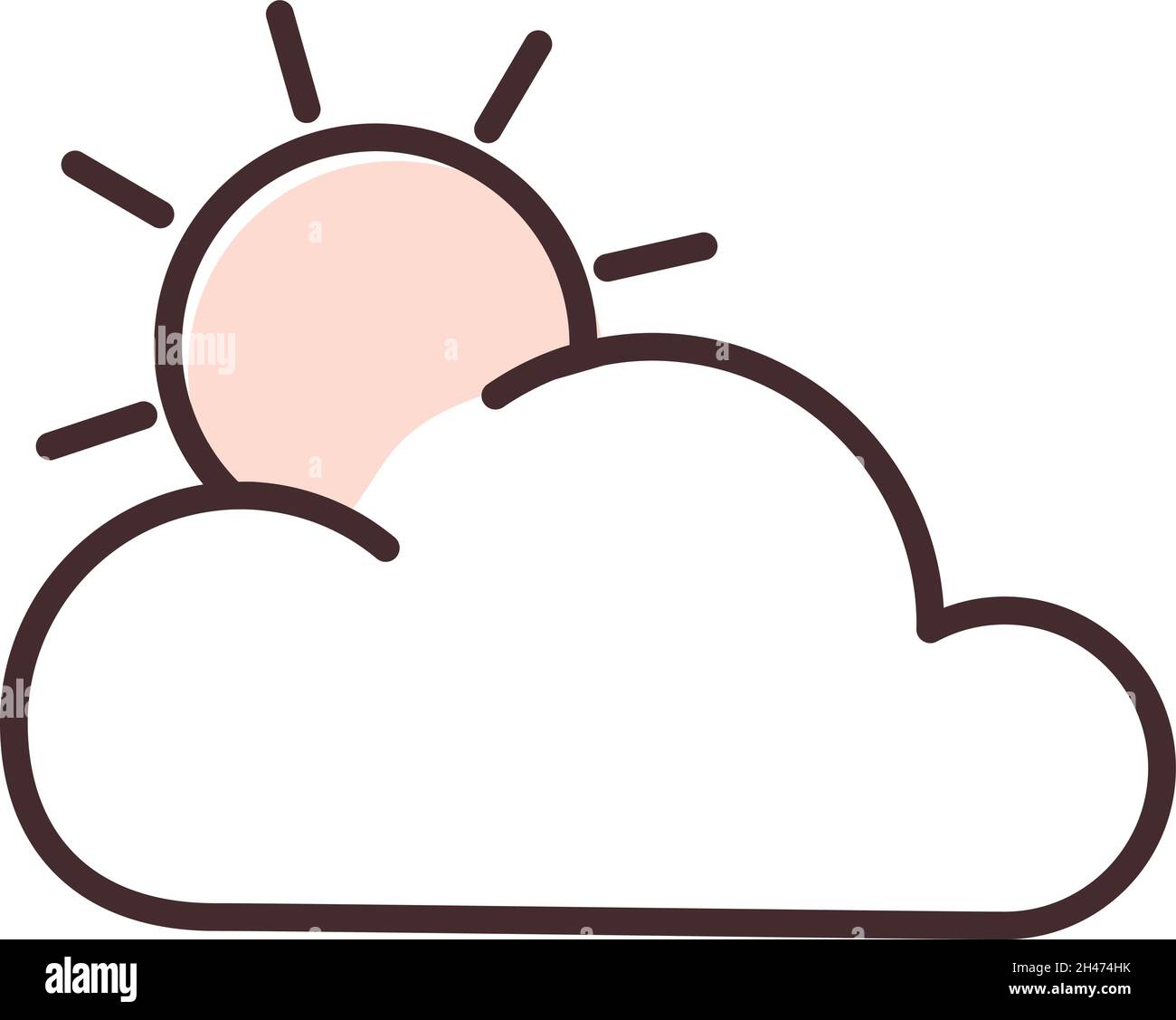 Sun with cloud, illustration, vector, on a white background Stock ...