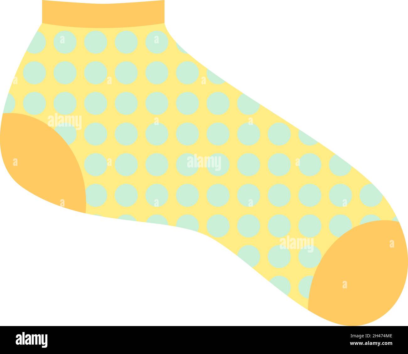 Yellow sock with dots, illustration, vector, on a white background ...