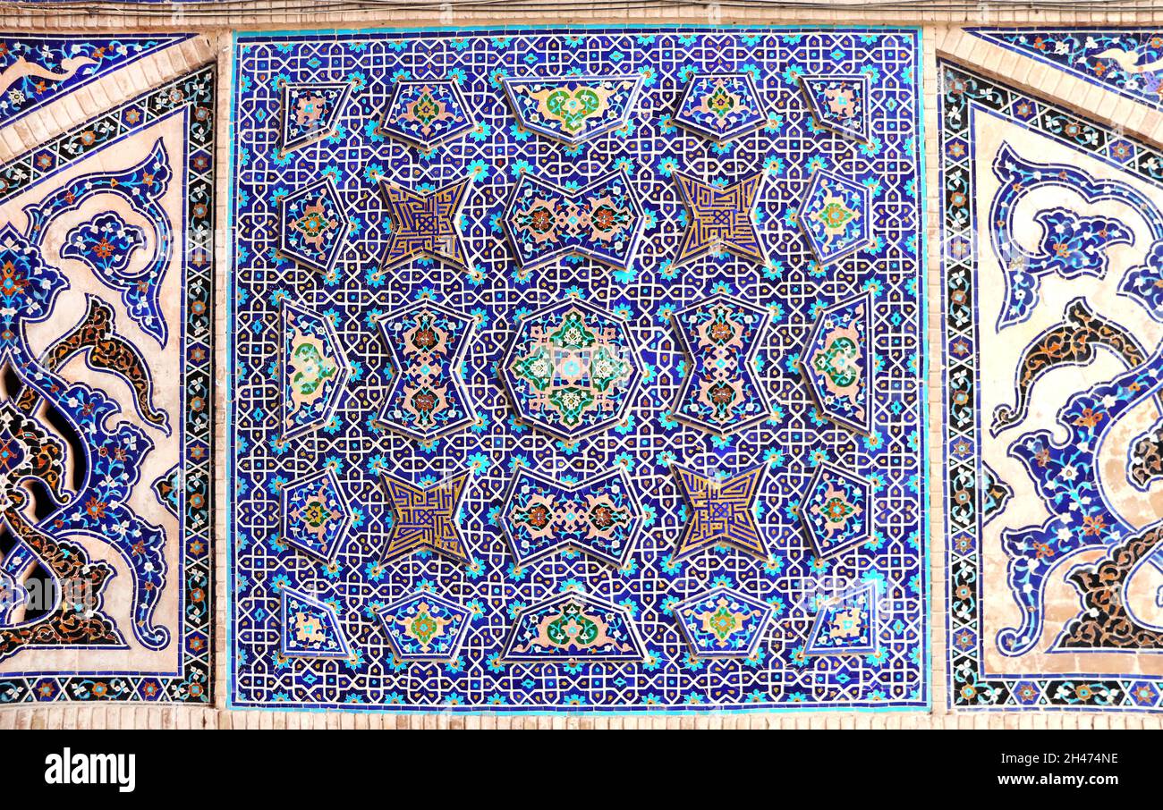 Detail of traditional persian mosaic wall with floral ornament of ...