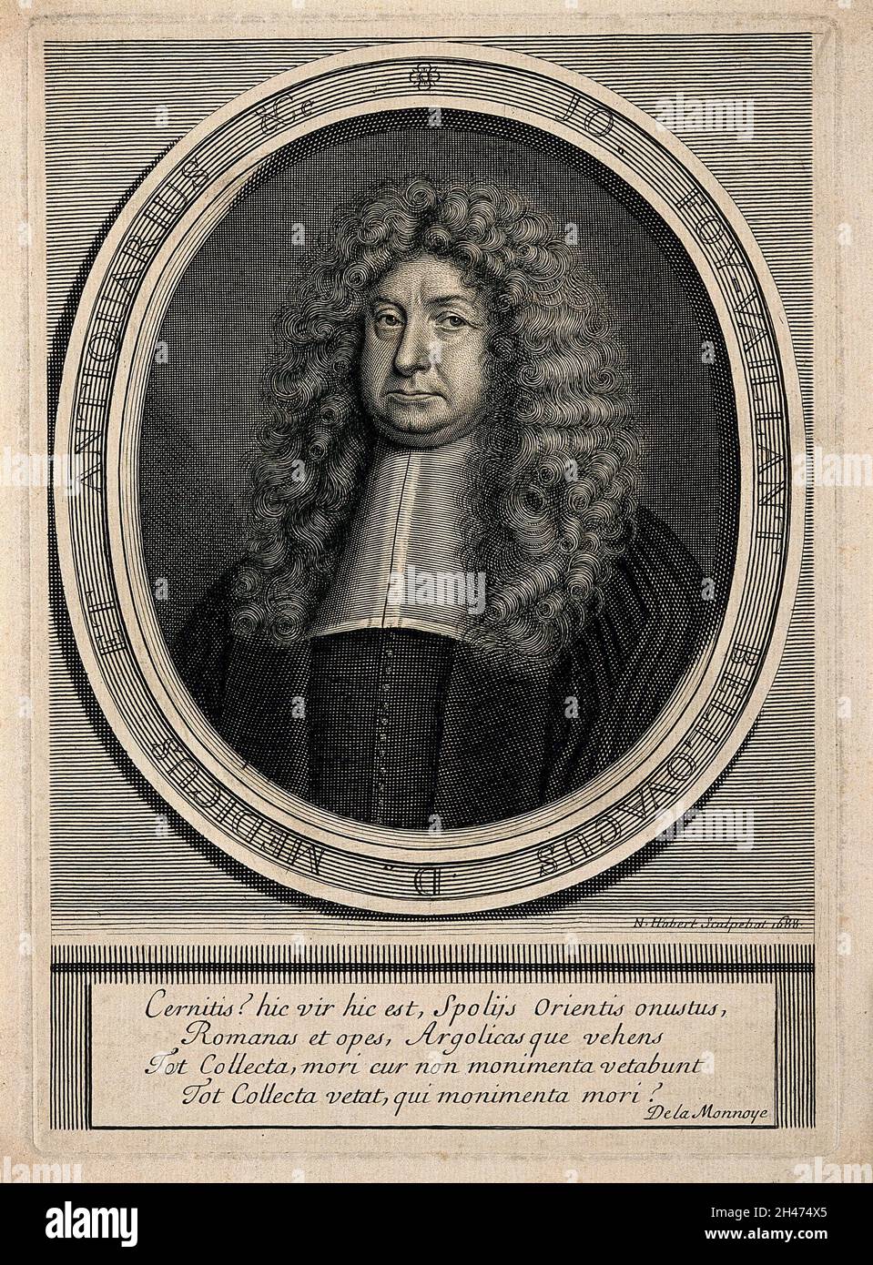 Jean Foy Vaillant. Line engraving by N. Habert, 1688 Stock Photo - Alamy