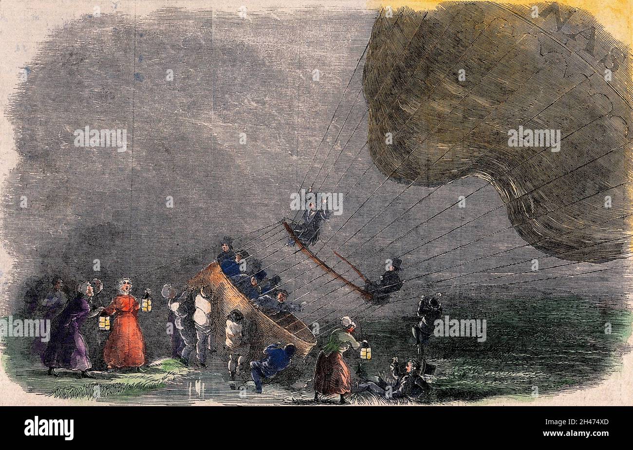 A balloon piloted by Charles Green crash-lands on Pirbright Common ...