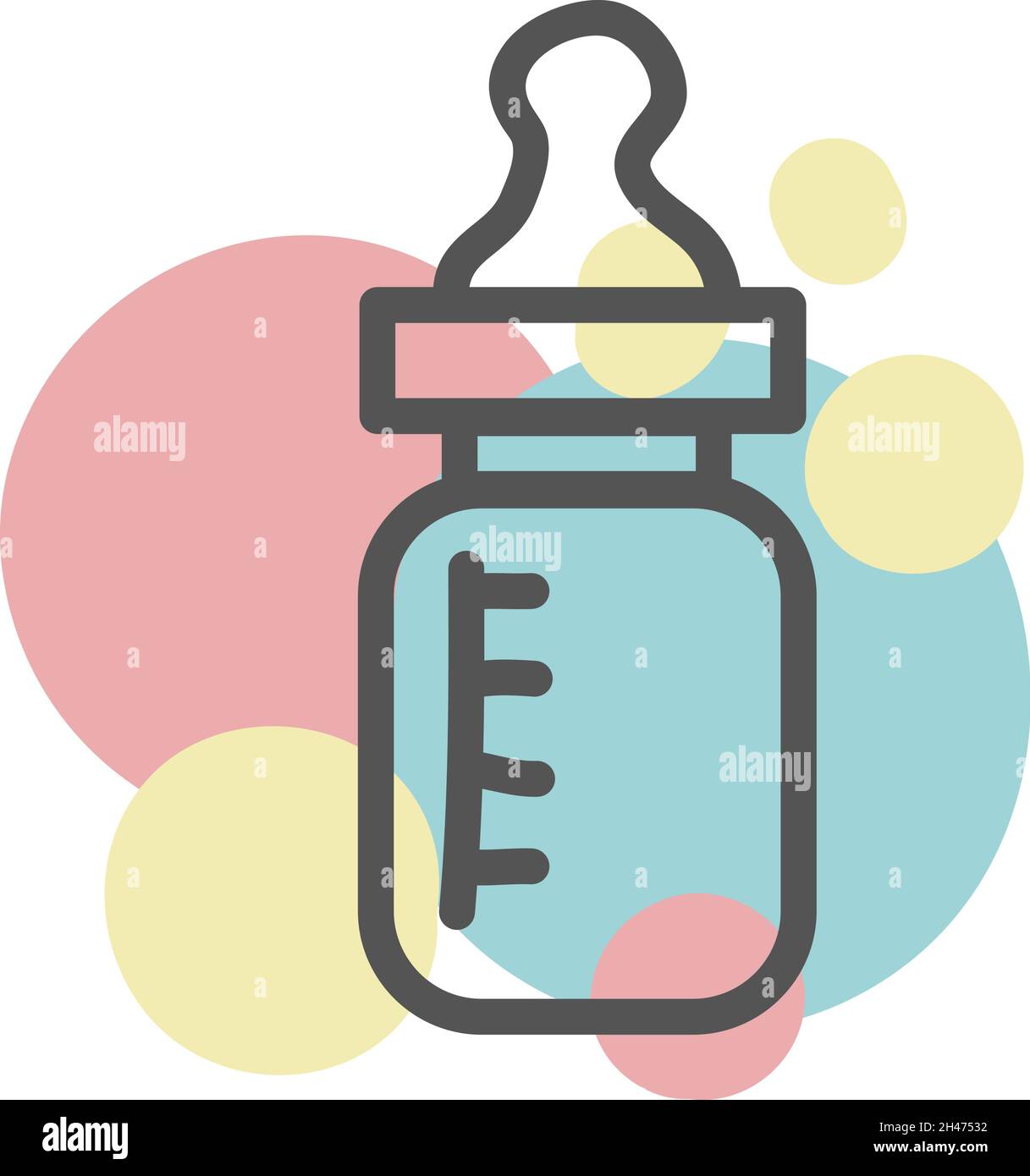 Baby bottle with milk, illustration, vector, on a white background ...