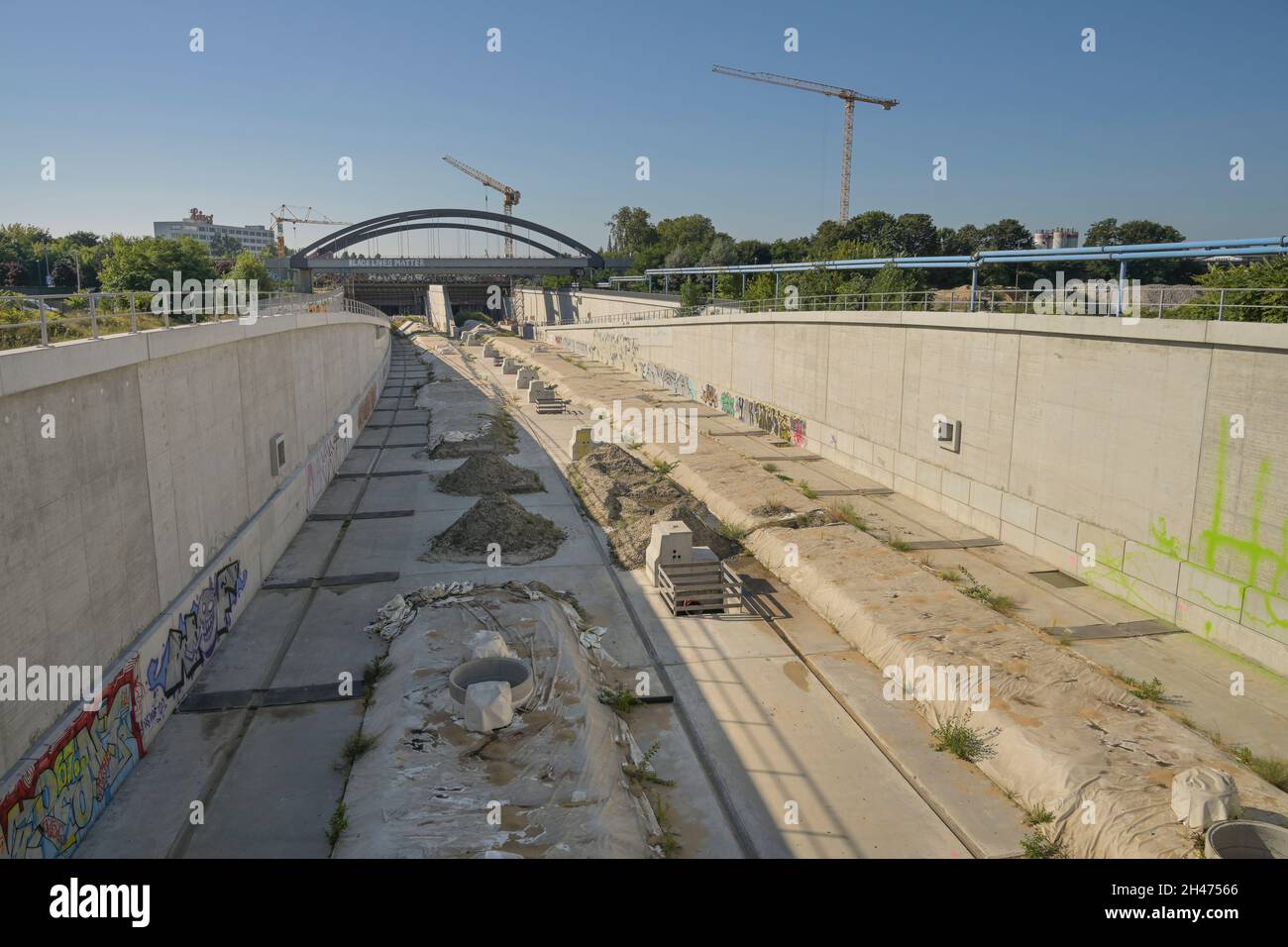 Neubau Autobahn A100, Höhe Sonnenallee, Neukölln, Berlin, Deutschland ...