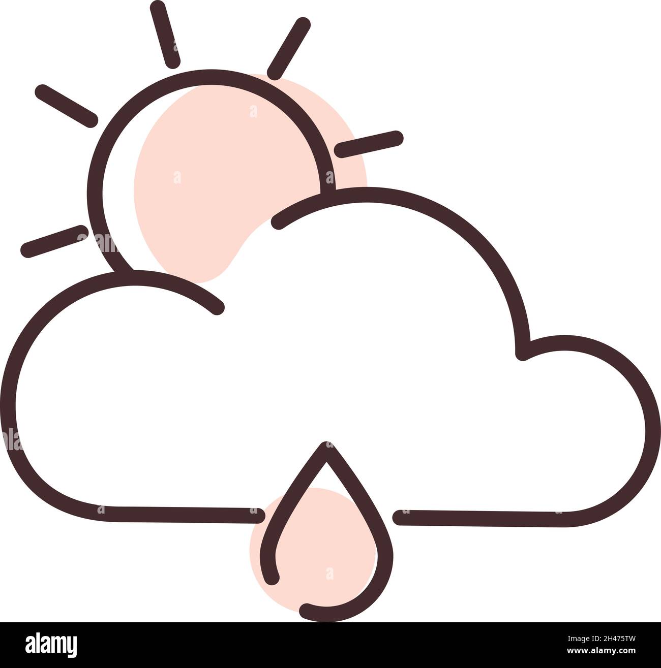 Sun with rain, illustration, vector, on a white background Stock Vector ...