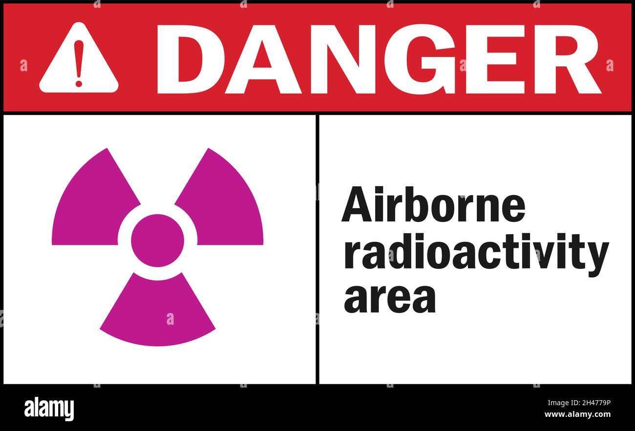 Airborne radioactivity area danger sign. Warehouse safety signs and ...