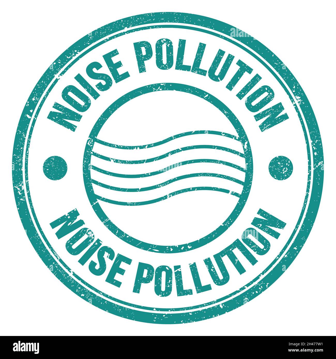 NOISE POLLUTION word written on blue round postal stamp sign Stock ...