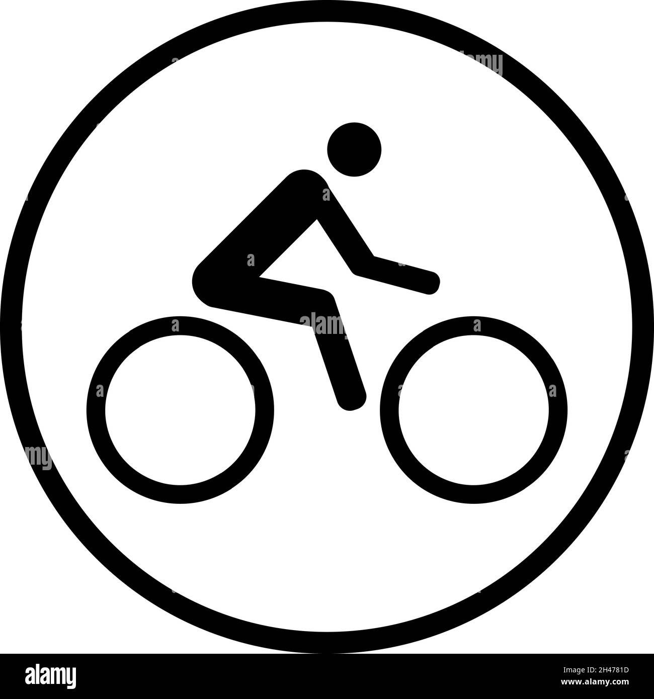 Cycling exercise sign graphics design. Circle white background. Signs ...
