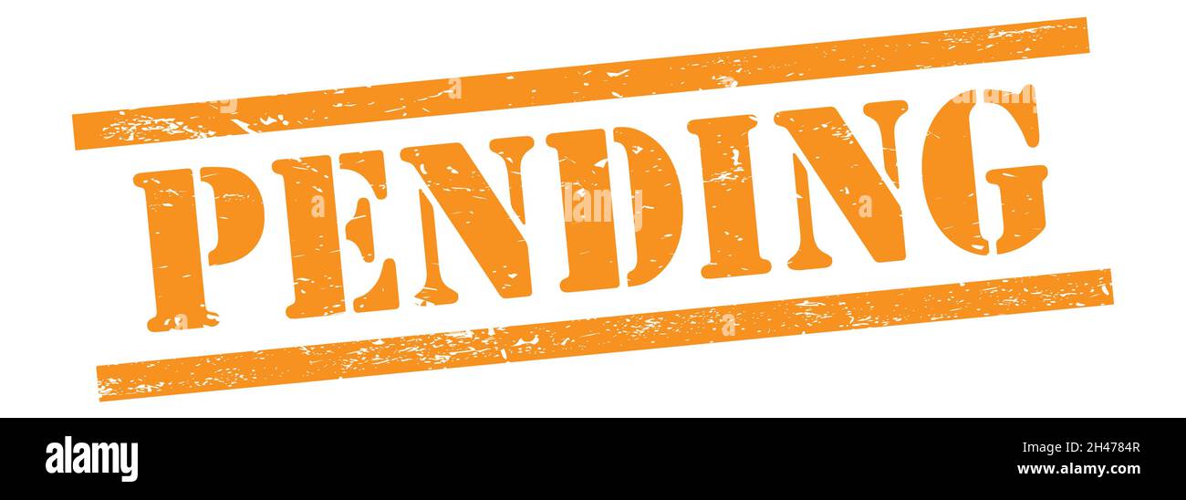PENDING text on orange grungy vintage rubber stamp Stock Photo - Alamy