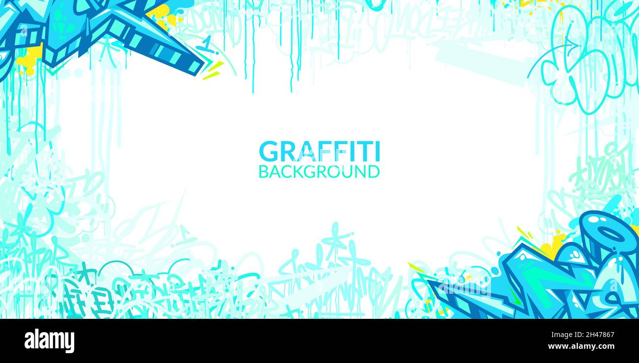 Light Blue Abstract Hip Hop Street Art Graffiti Style Urban Calligraphy ...