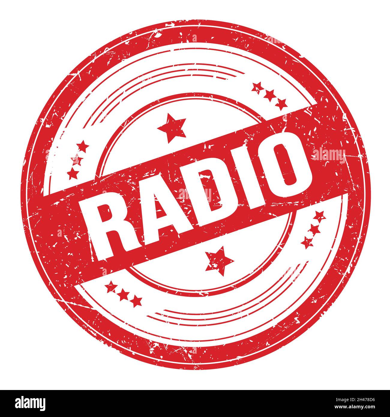 RADIO text on red round grungy texture stamp Stock Photo - Alamy
