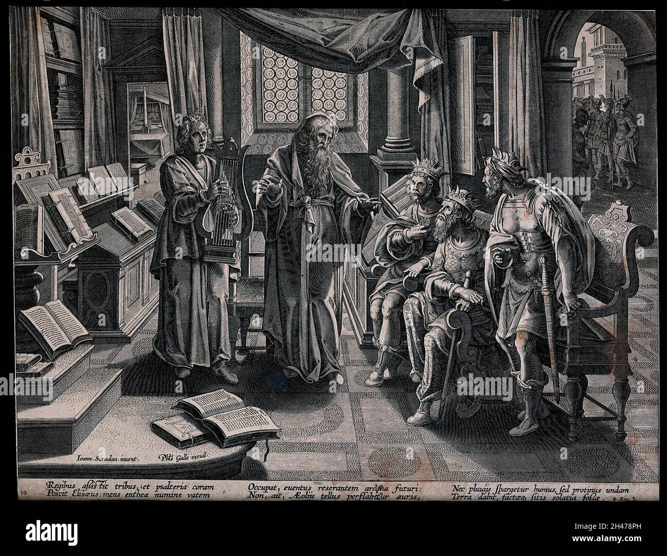 The prophet Elisha, inspired by the music of a minstrel, tells the ...