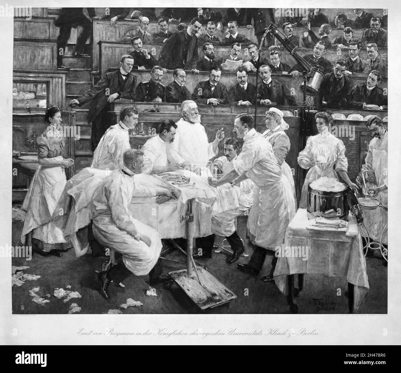 Ernst von Bergmann (1836-1907) demonstrating to students in Berlin ...