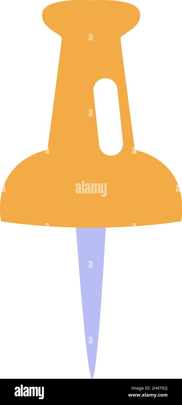 Yellow pin, illustration, vector, on a white background Stock Vector ...