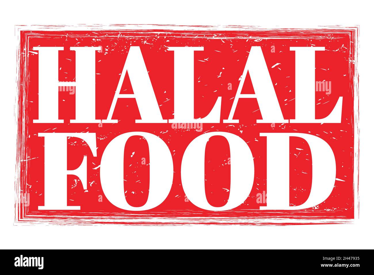 HALAL FOOD, words written on red grungy stamp sign Stock Photo - Alamy