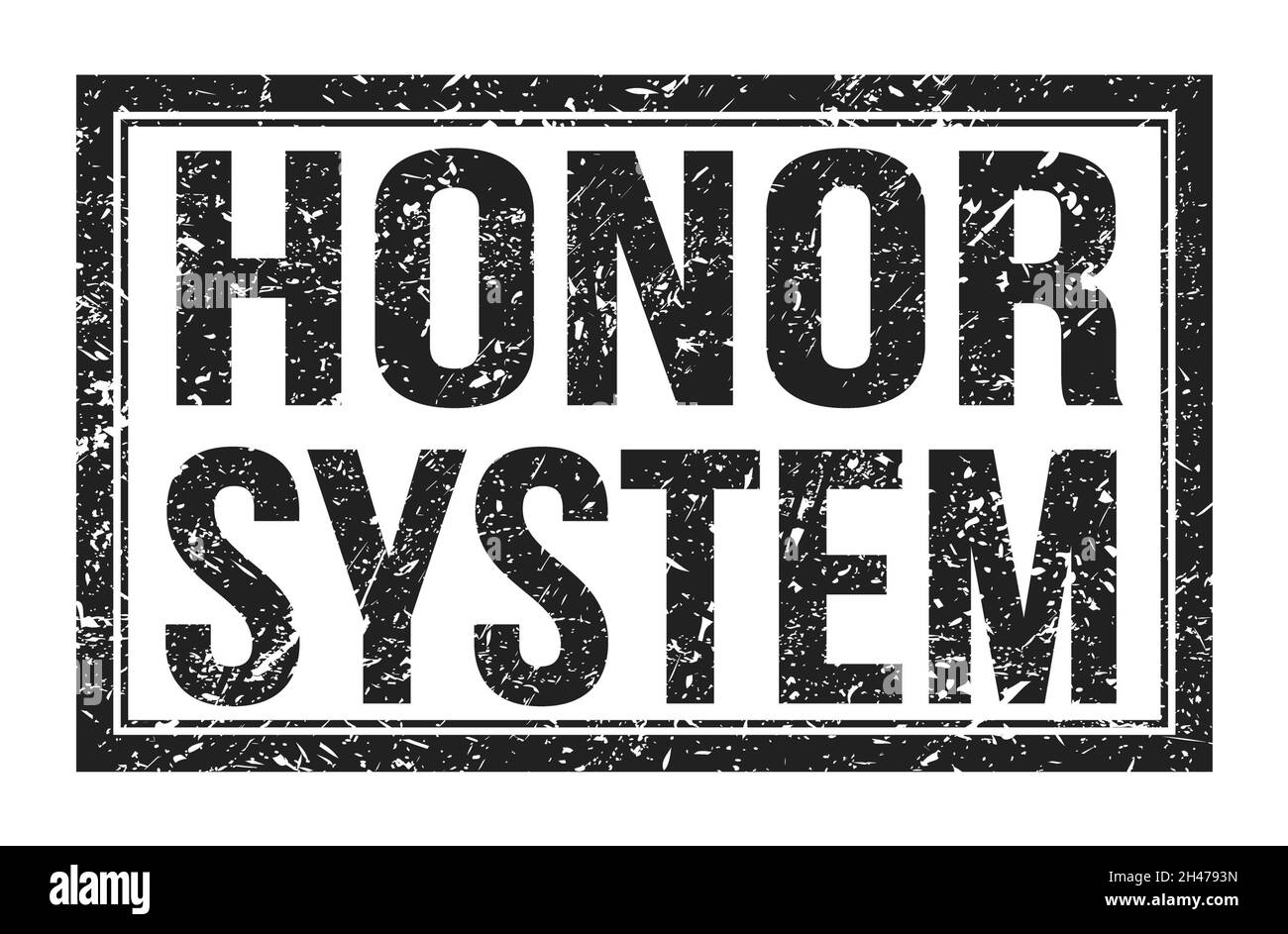 HONOR SYSTEM, words written on black rectangle stamp sign Stock Photo ...
